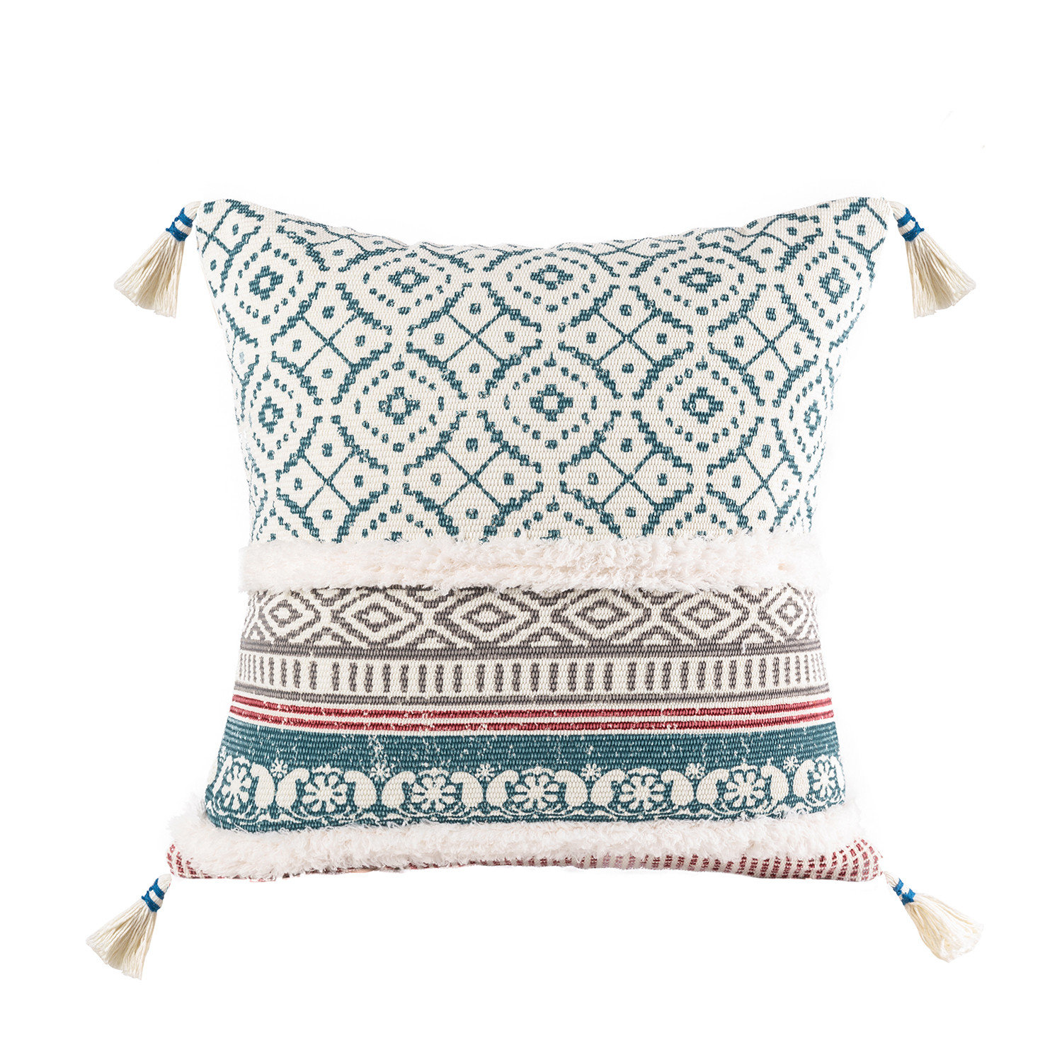 Phantoscope Boho Woven Tufted Square Decorative Throw Pillow Cover ...