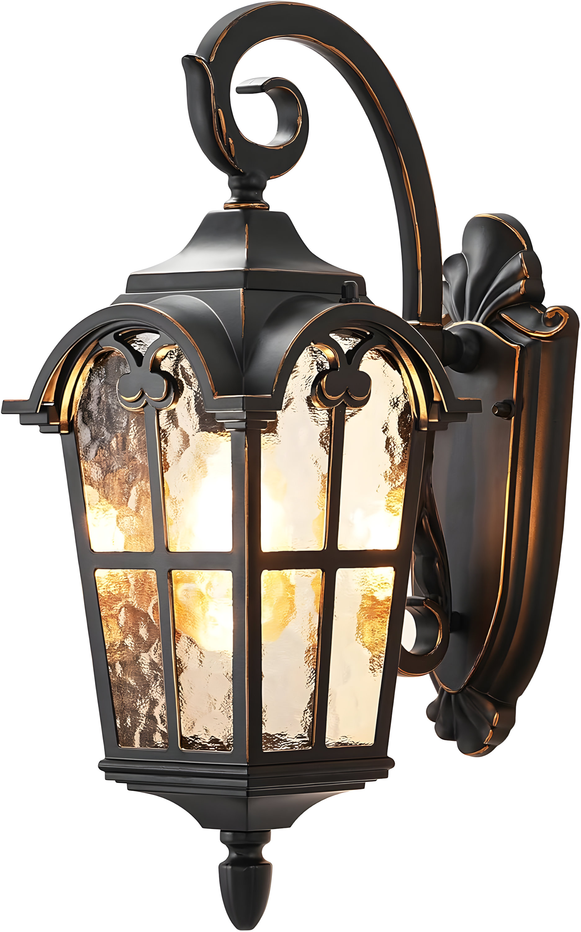 Canora Grey 17.7" Outdoor Wall Lantern, Black Roman Exterior Wall Light ...