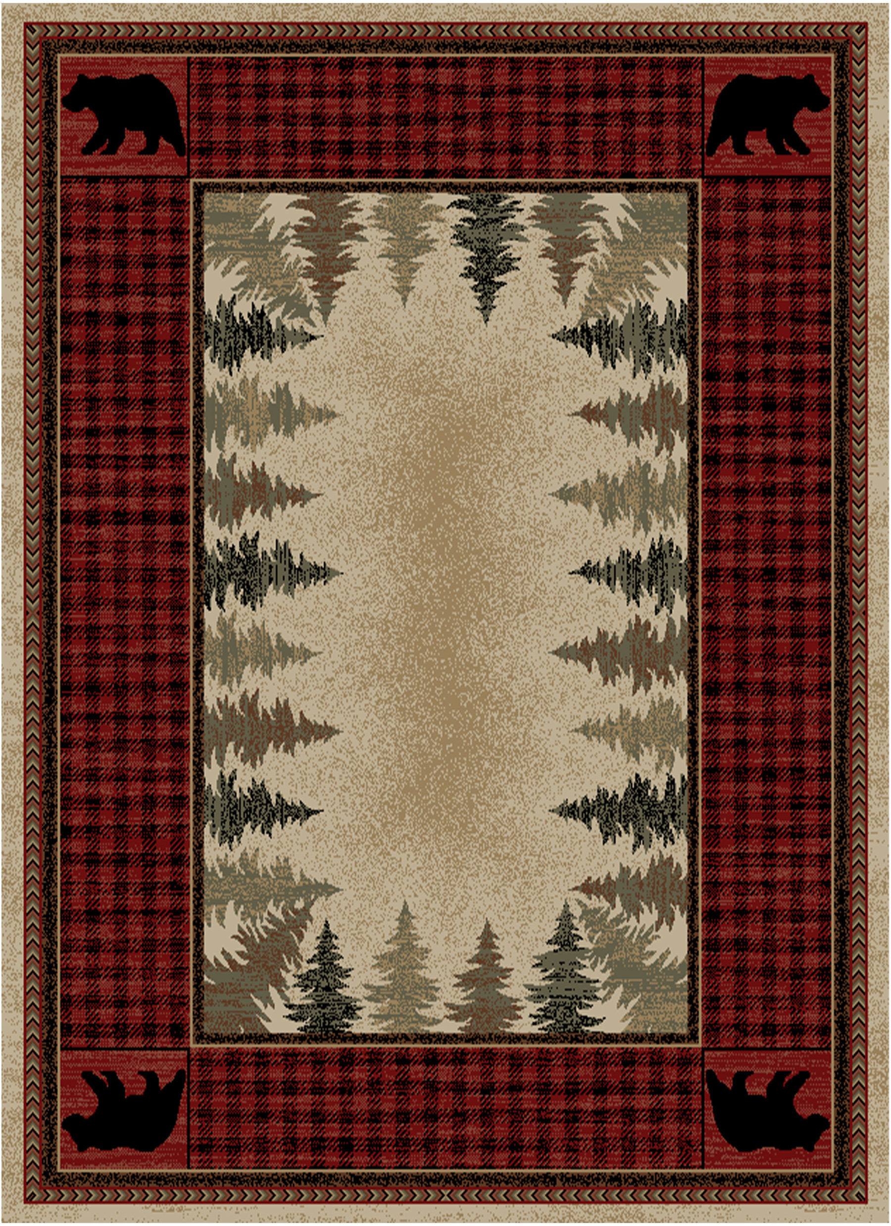 Mayberry Rug Hearthside Four Corners Red Area Rug | Wayfair