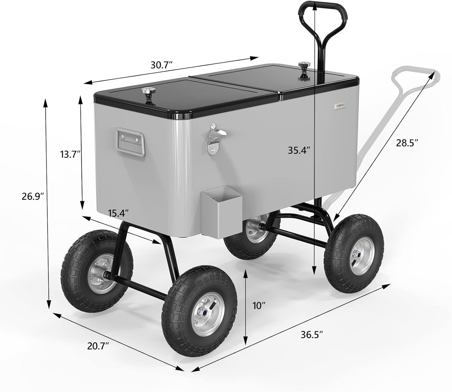 ATC CABINETS 80-Quart Trolley Rolling Refrigerator Freezer with Long ...