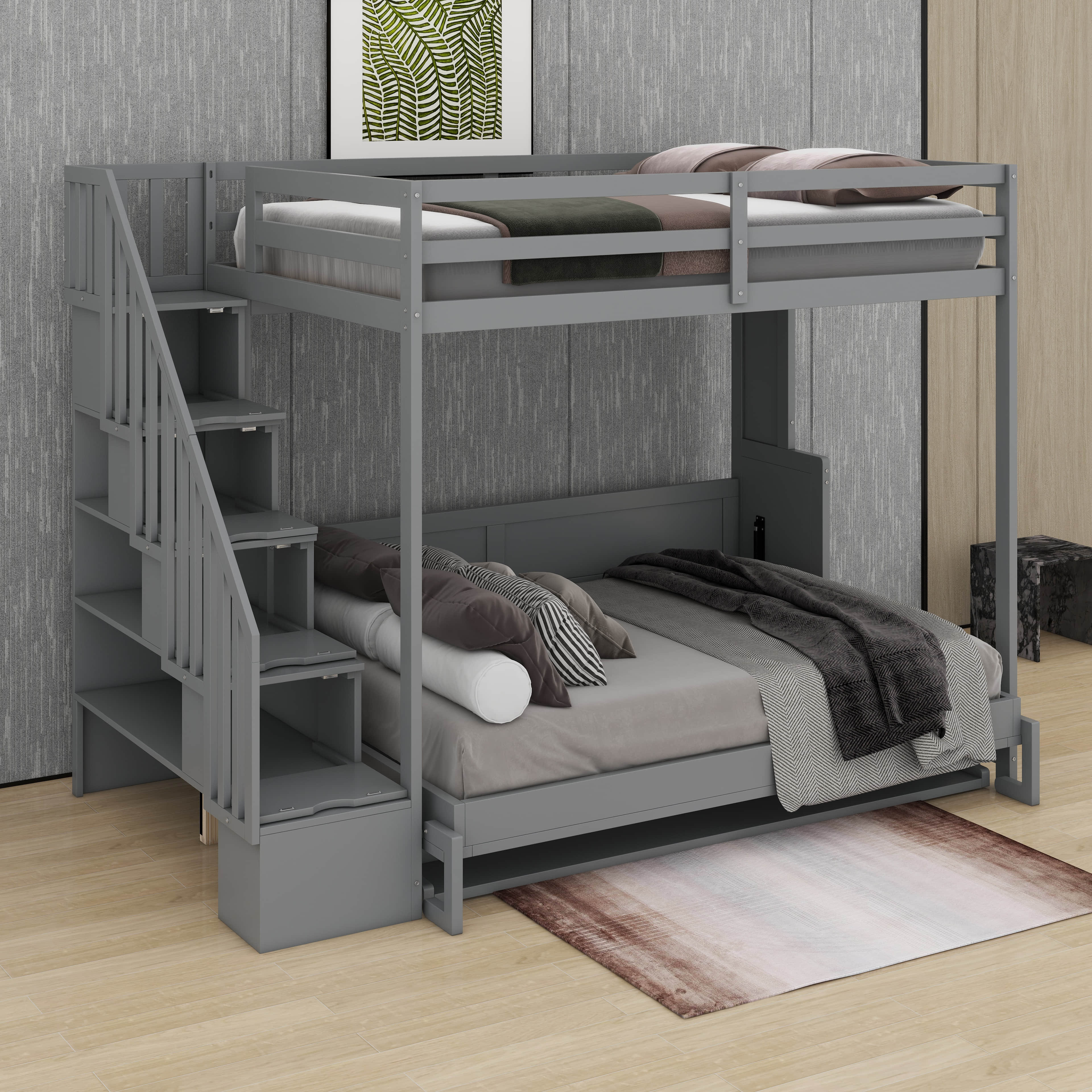 Ebern Designs Full Over Full Size Murphy Bed With Hydraulic Lift | Wayfair