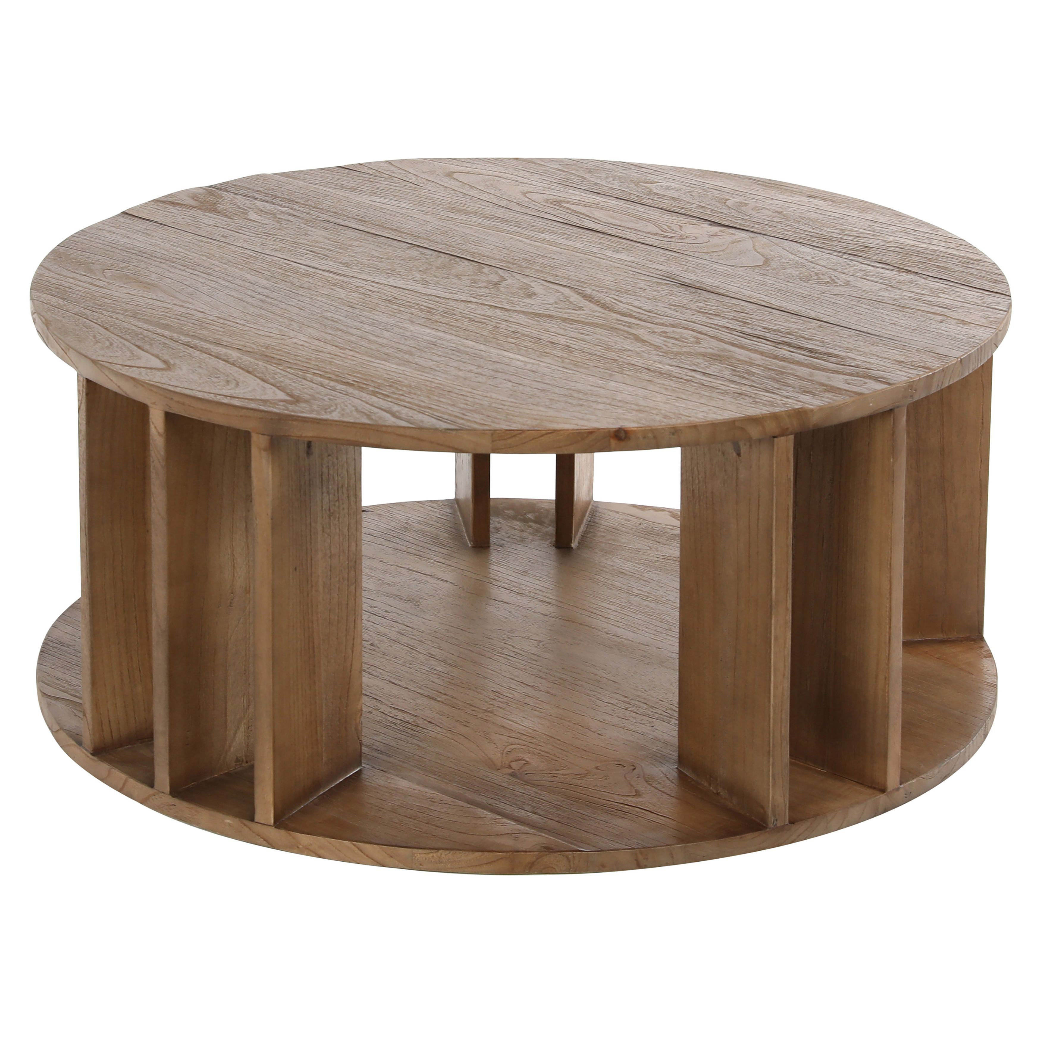 Joss & Main Table basse ronde en bois de teck brun naturel de 36 pouces ...