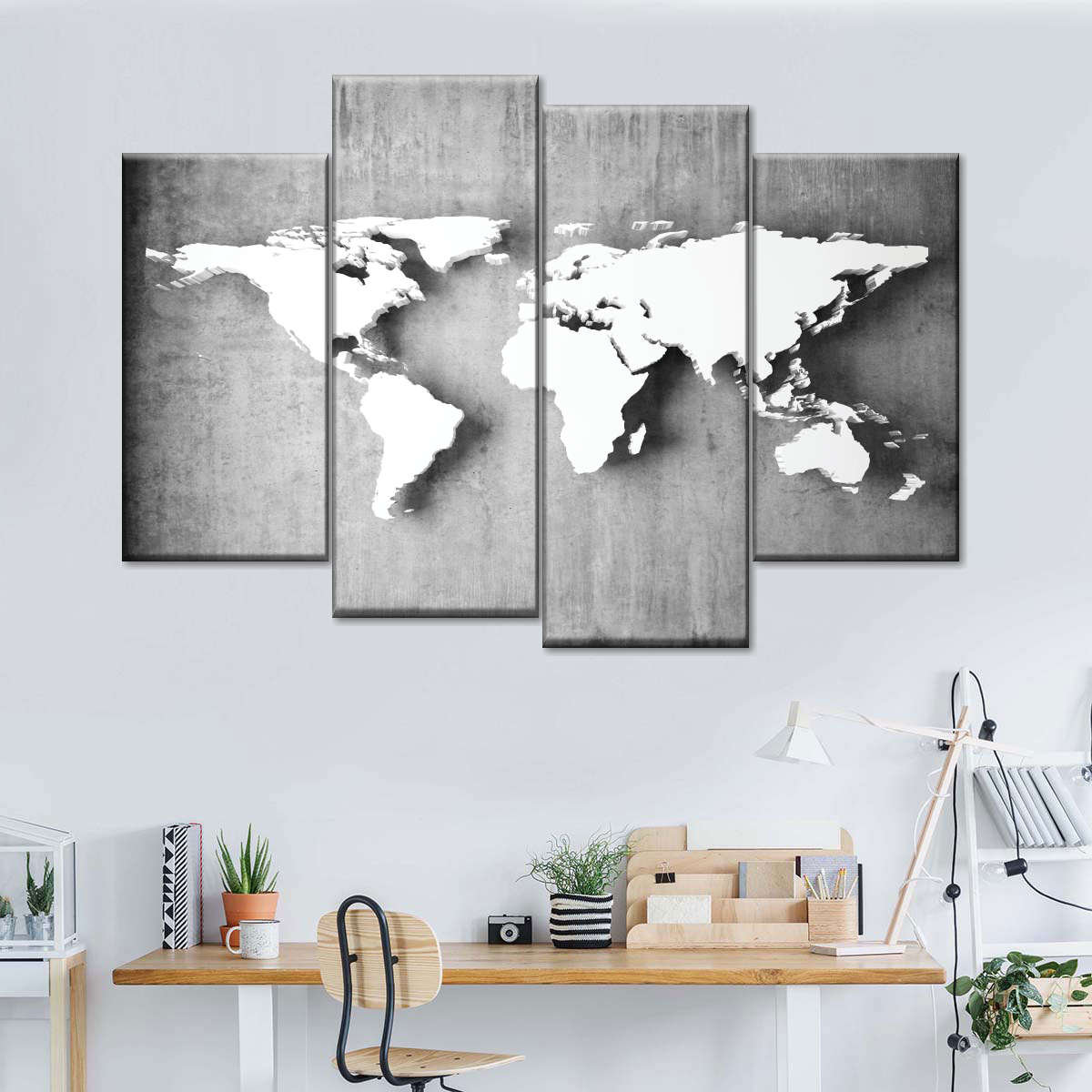 Elephant Stock Iron World Map - 4 Piece Wrapped Canvas Set - Wayfair Canada