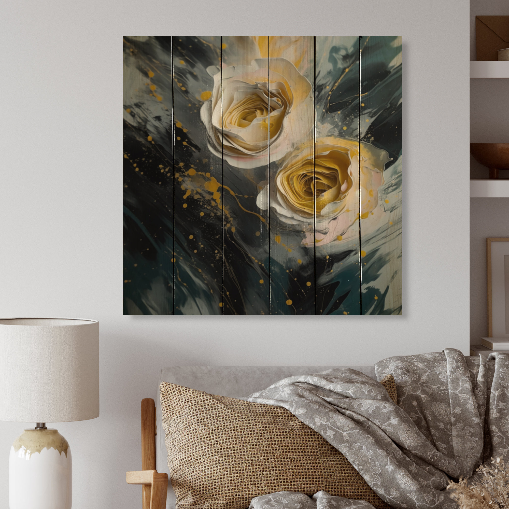 Everly Quinn Yellow Rosefloral Tapestry III - Floral Rose Print on ...