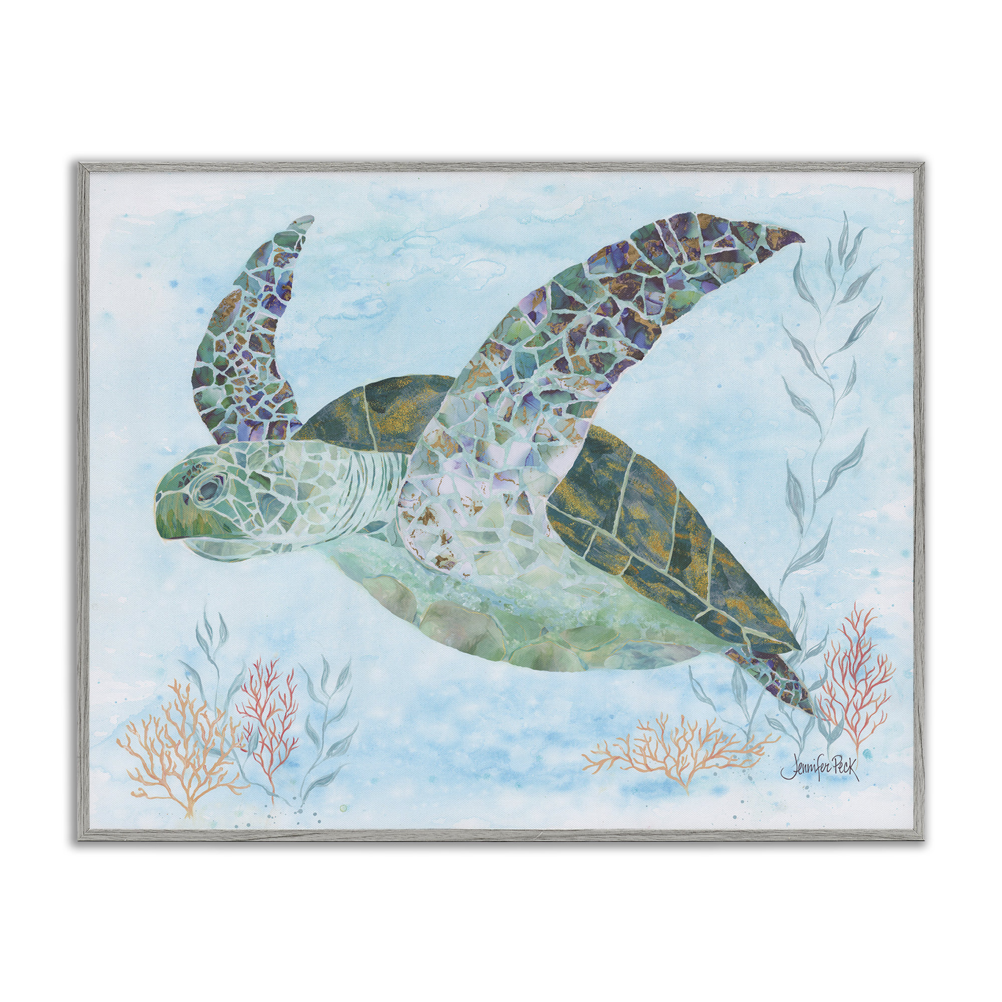 Stupell Industries Mosaic Tortoise Underwater Giclee Art by Jennifer ...