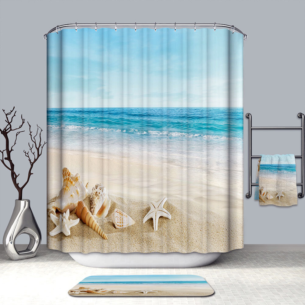 Panarciss 72 In. 3D Digital Printing Shower Curtain 4-Piece Shower ...