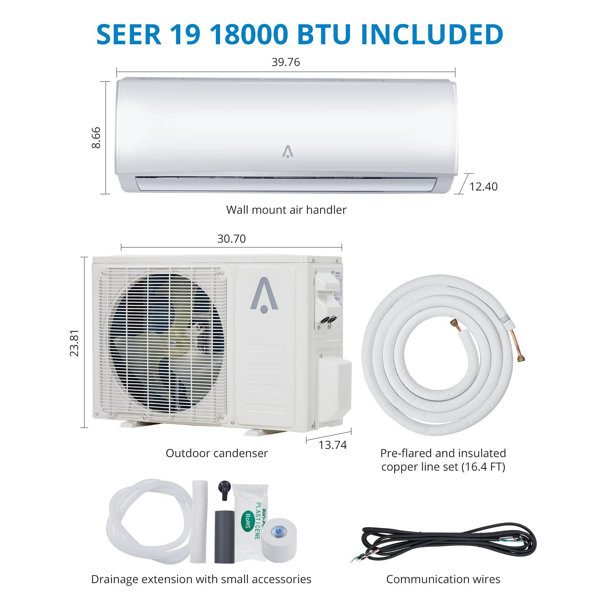 Zstar 18000 BTU Mini Split AC/Heating System, 4 in 1Mini Split AC, 19 ...