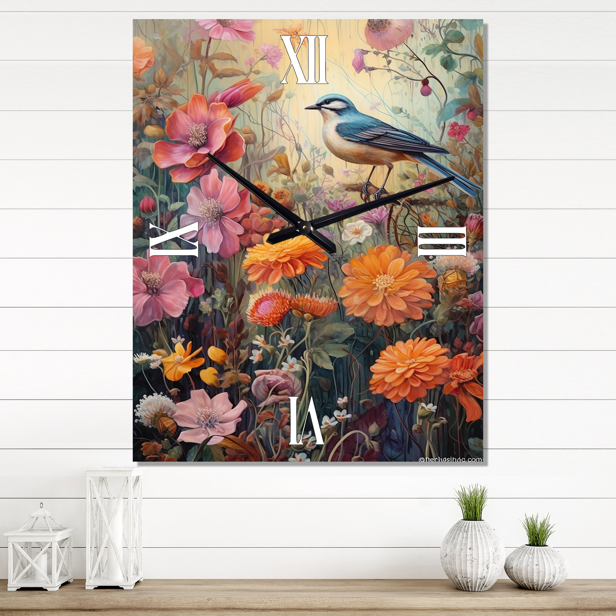 Design Art Tropical Birds In Paradise Flowerfield Painting II - Animals ...