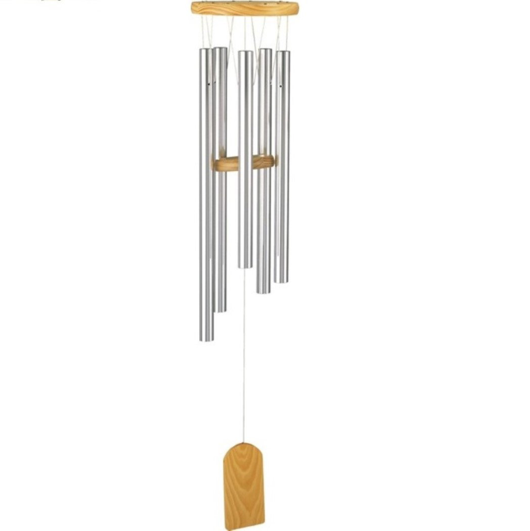 Arlmont & Co. Long Silver Wood Top Traditional Wind Chime - Wayfair Canada