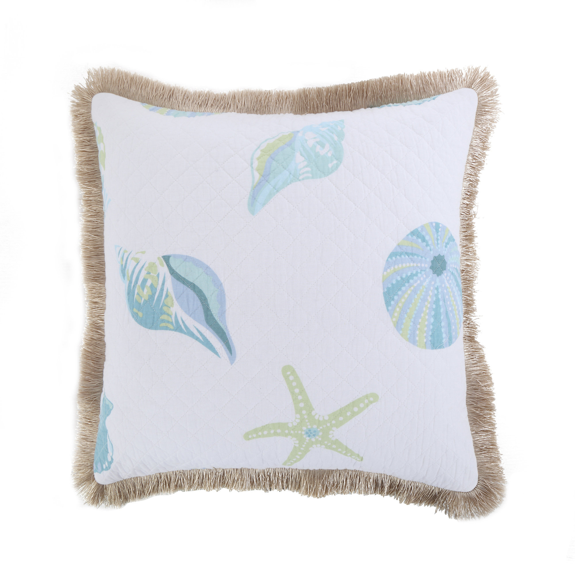 Levtex home Del Ray Quilted Shell Burlap fringe Pillow | Wayfair