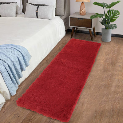 Mercer41 Large Red Washable Shag Area Rugs Non-Slip Fluffy Shag Plush ...