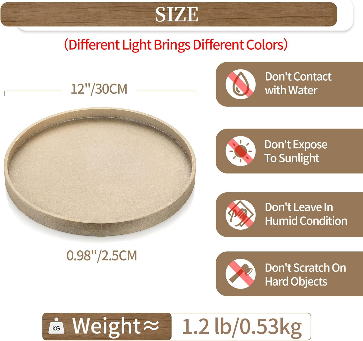 RAPTIZ Champagne Gold Round Wood Candle Plate Decorative Centerpiece ...