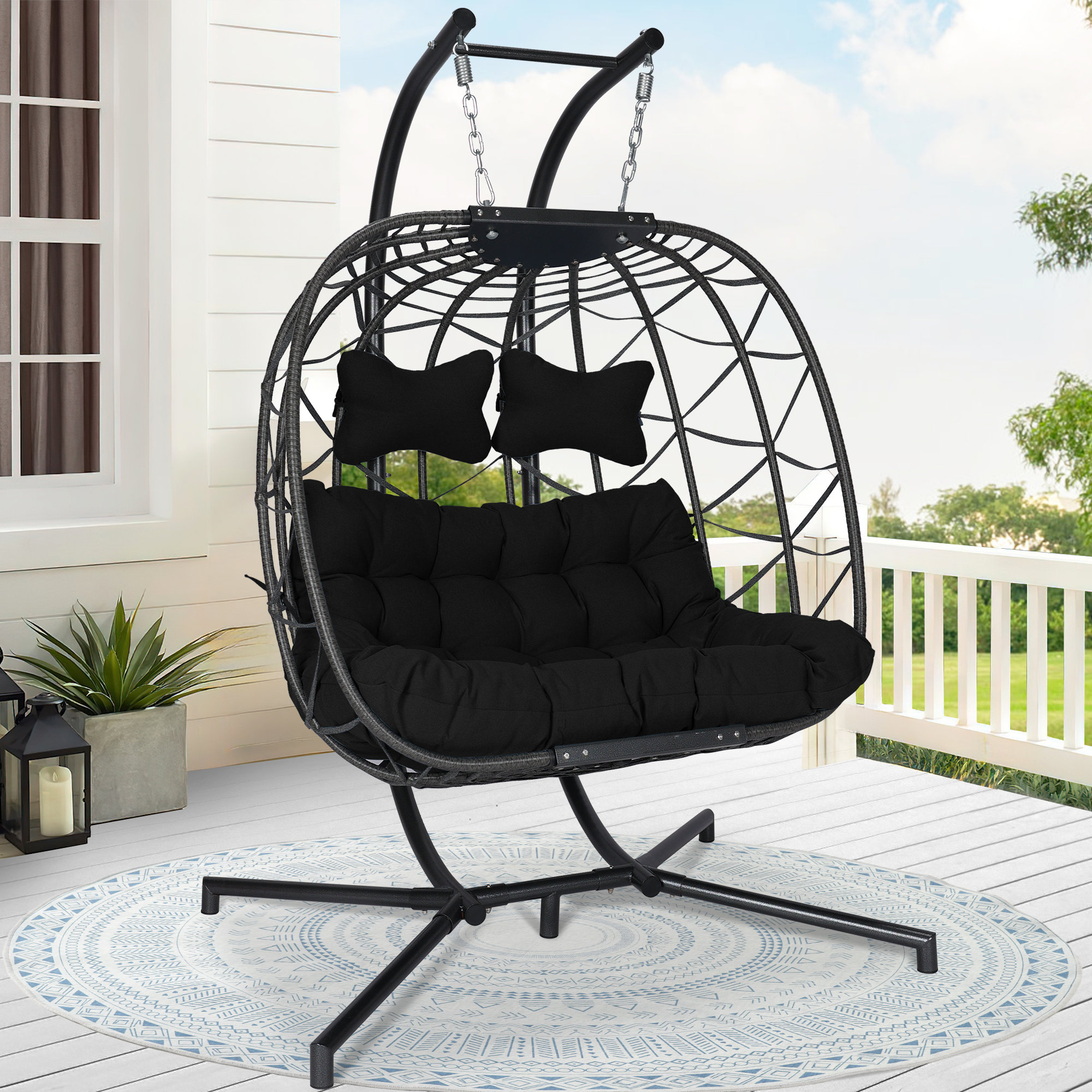 Dakota Fields Celyne 2 Person Outdoor/Indoor Porch Swings with Stand ...