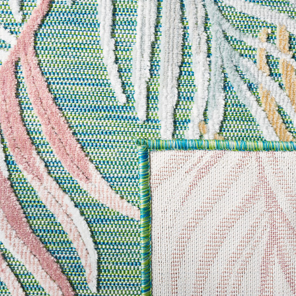 Beachcrest Home™ Stoneham Floral Green / Rust Indoor / Outdoor Area Rug ...