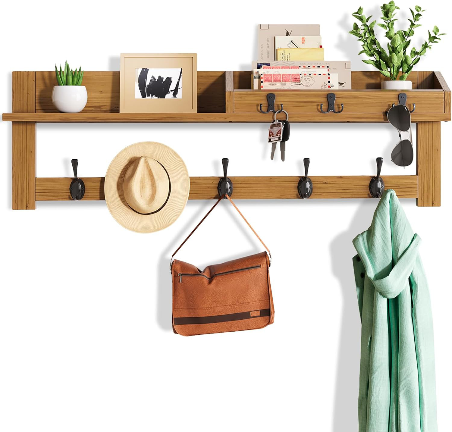 Lark Manor™ Wall Mounted Coat Rack With Shelf 24 In Coat Hanger | Wayfair