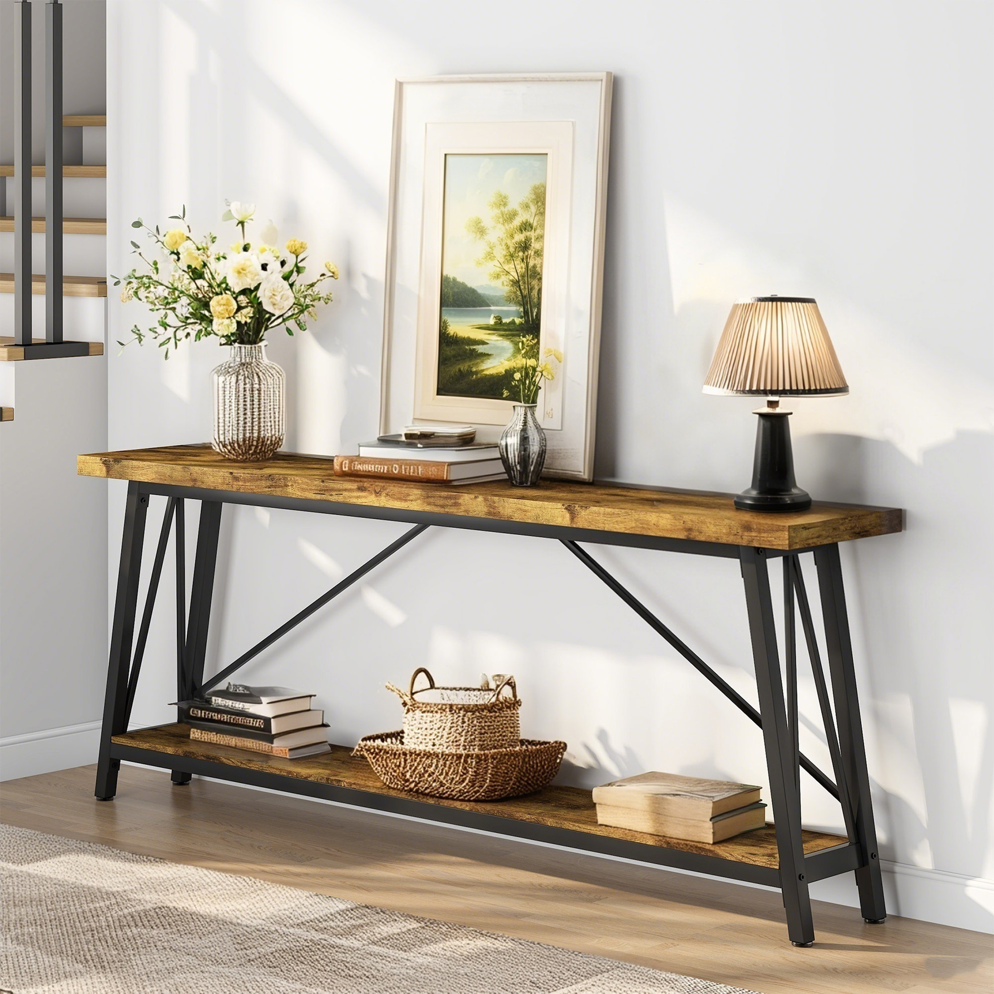 17 Stories 70.9" Console Table, Extra Long Sofa Table Behind Couch ...