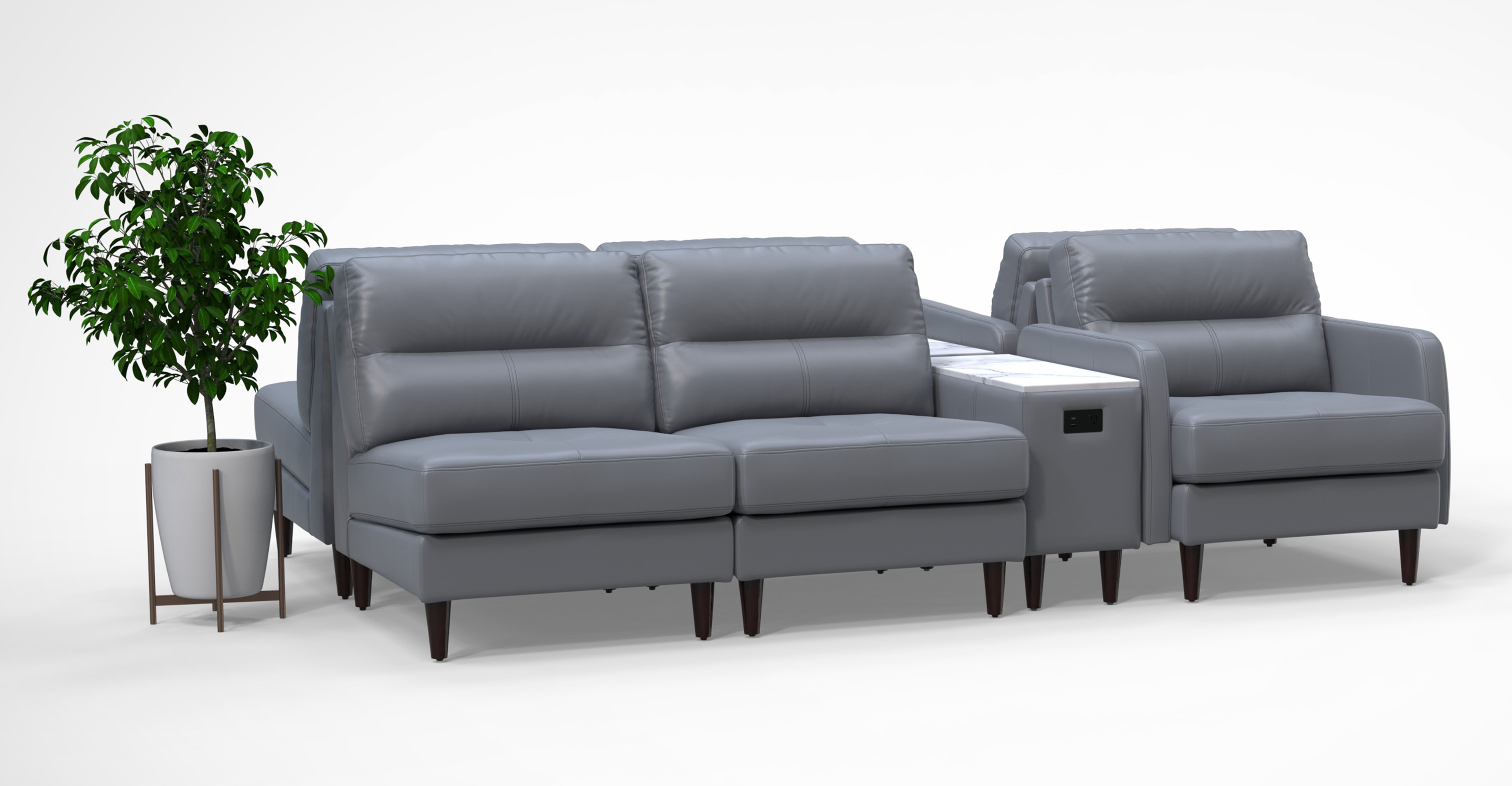 Reunion 6 Person Waiting Room Reception Chairs With Charging Tables 8Pc ...