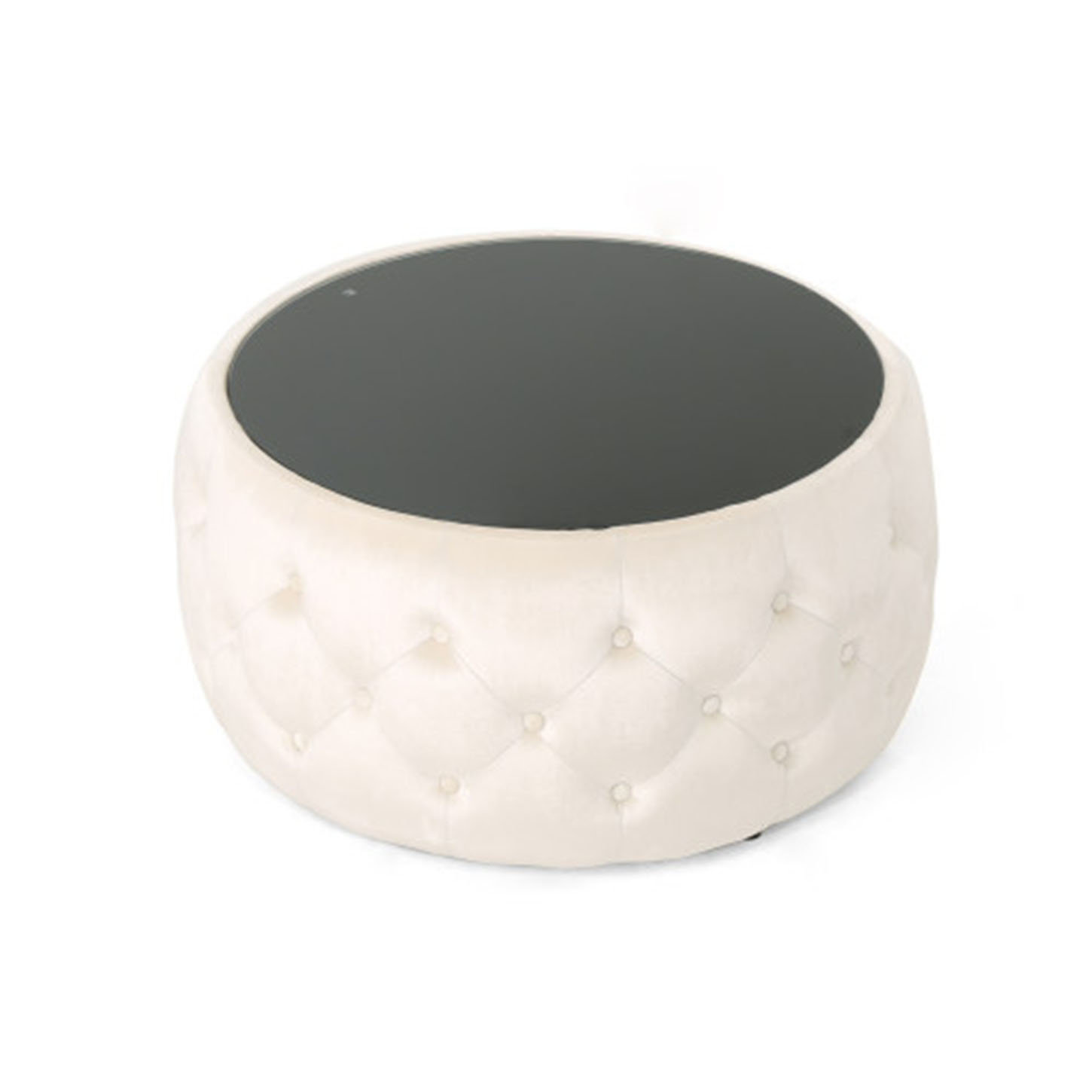 Mercer41 Modern Glam Ottoman With Glass Top | Wayfair