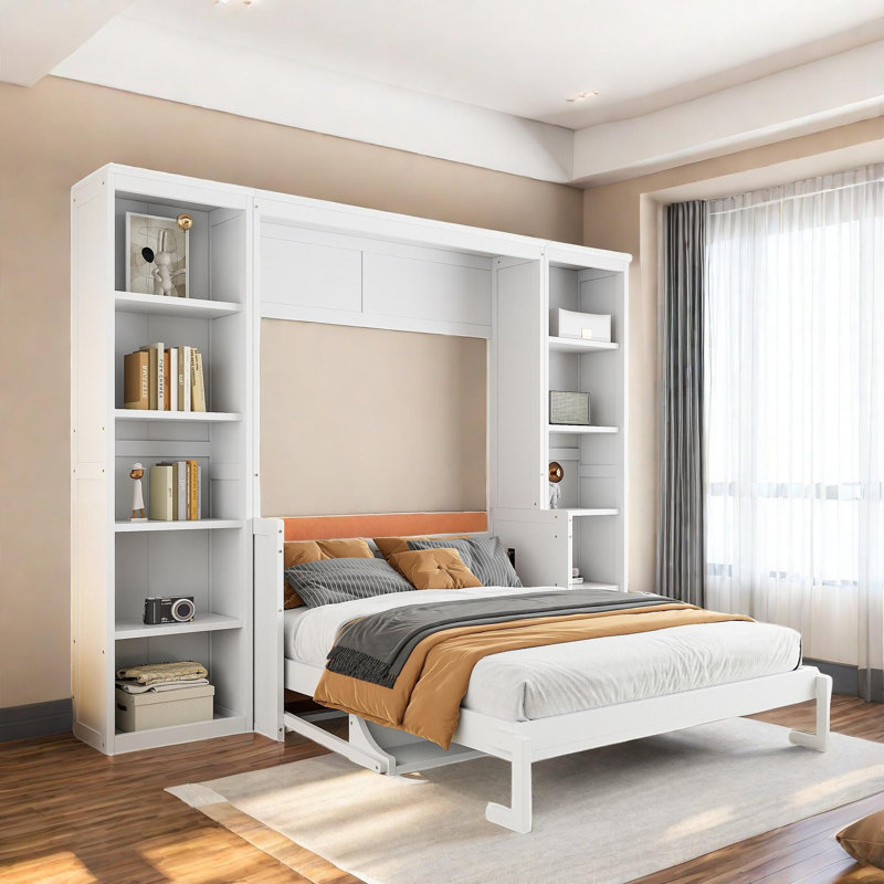 Red Barrel Studio® Driskill Murphy Bed With Desk And Multiple Storage ...