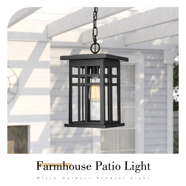 Lark Manor™ 14.7” Outdoor Hanging Light Black Finish Farmhouse Clear ...