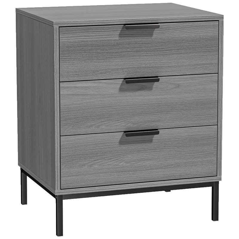 Ebern Designs Rhylan 3-drawer Nightstand In Gray | Wayfair
