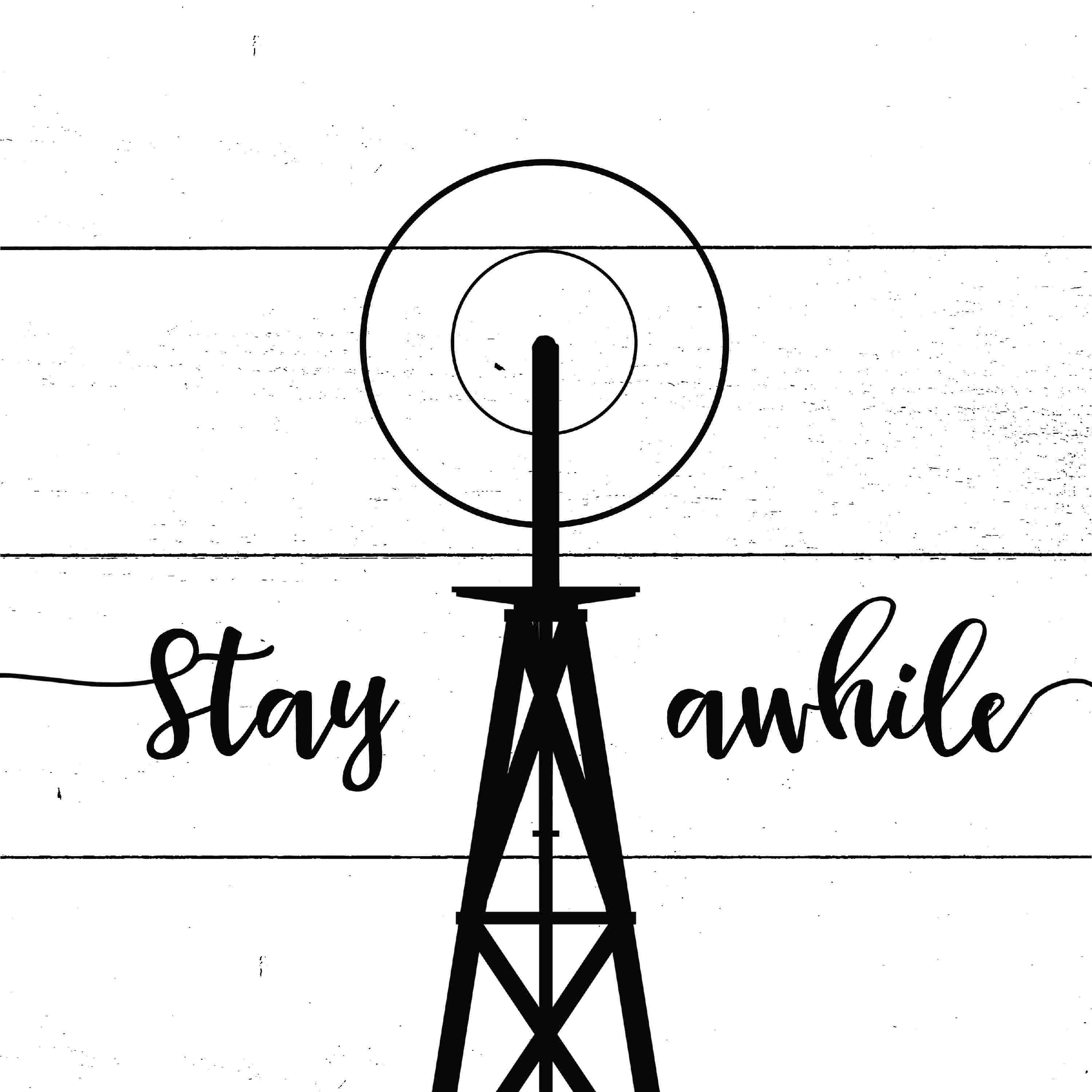 Trinx Windmill Base Stay Awhile - Wrapped Canvas Painting | Wayfair