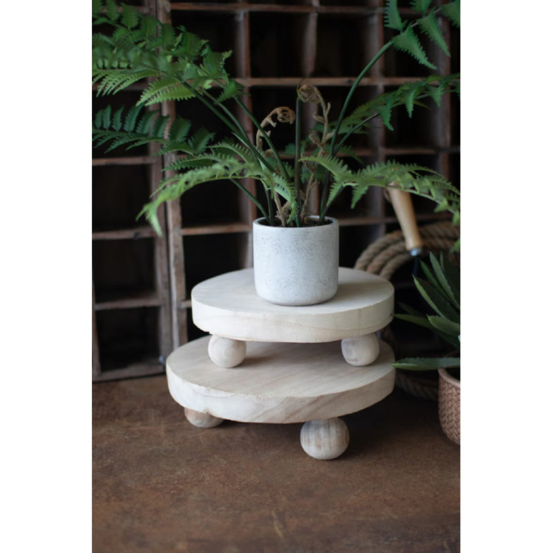 Latitude Run® Set Of 2 Round Wooden Risers With Ball Feet | Wayfair