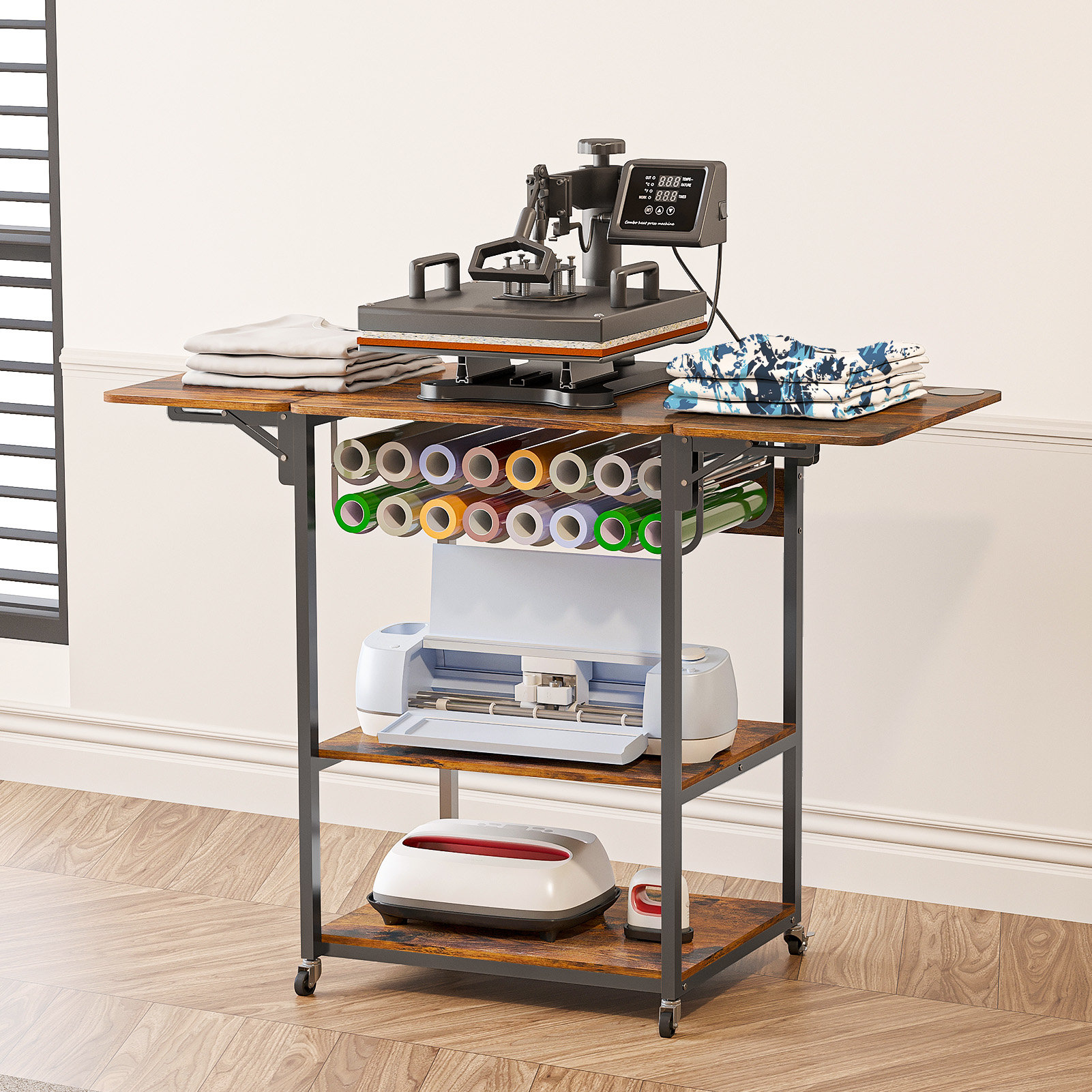 Ackitry 46.5" x 19.7" Foldable Craft Table with Wheels | Wayfair