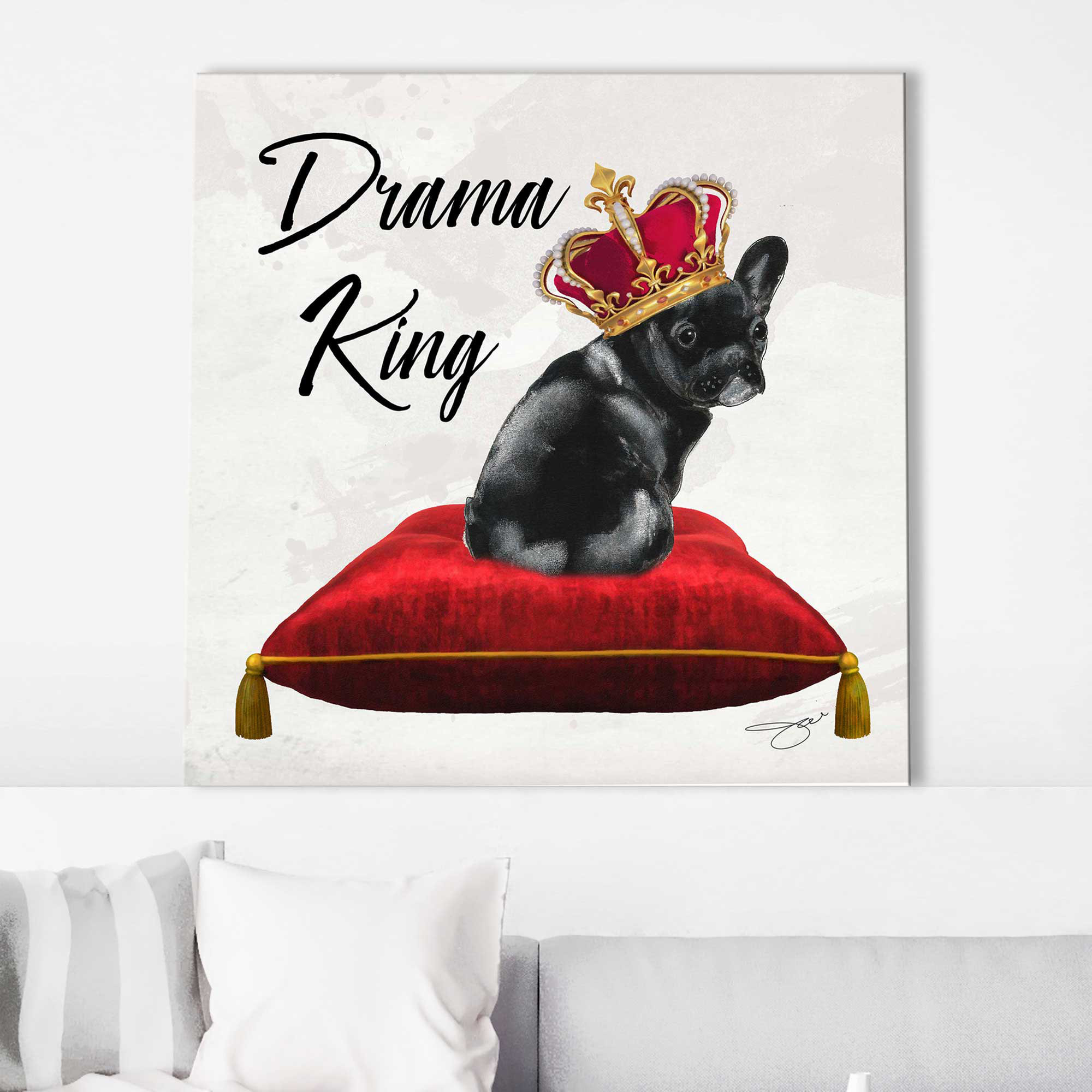 House of Hampton Drama King Frenchie (Square) by - Graphic Art on Glass ...