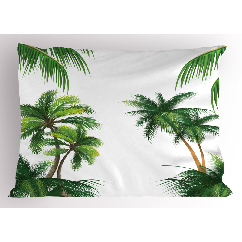 Ambesonne Tropic Pillow Sham 2 Pack Coconut Palm Tree Plants Hunter ...
