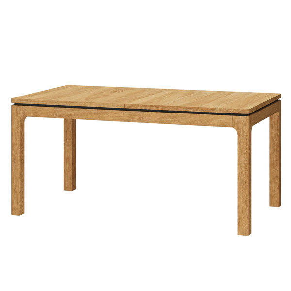 Union Rustic Eastmont Manufactured + Solid Oak Wood Extendable Table ...