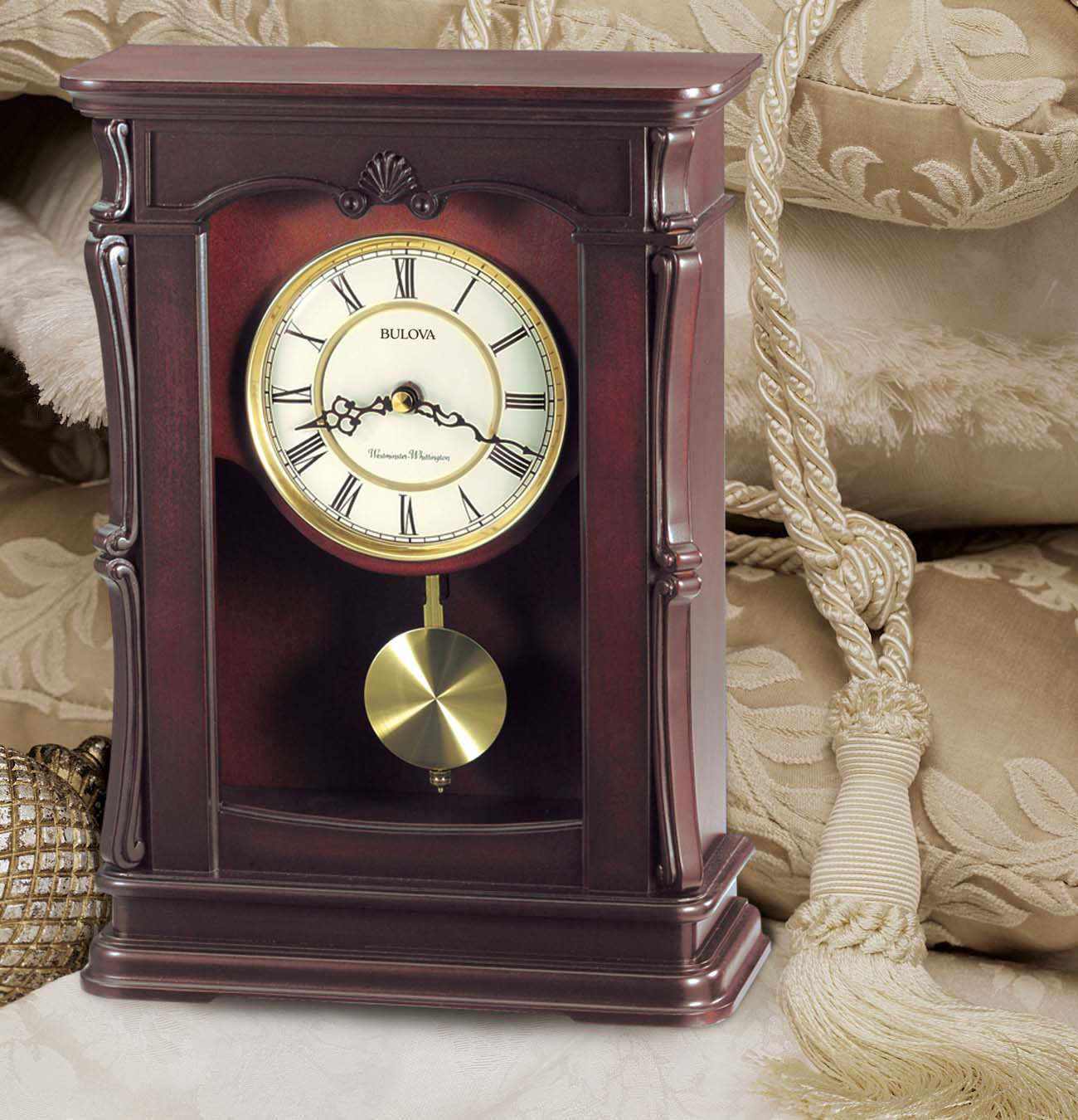Astoria Grand Traditional Analogue Tabletop Clock in Dark Wood ...