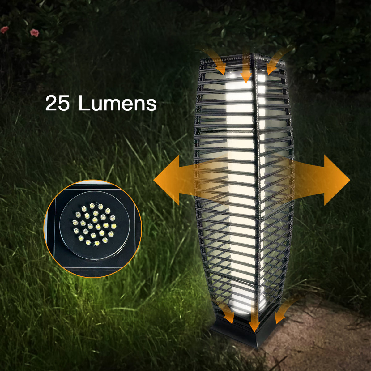 PETORREY 31" Solar Powered Wicker Floor Lamp, solar lantern, outdoor ...