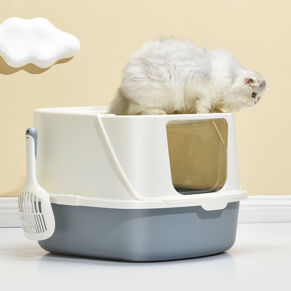 Tucker Murphy Pet™ Flip-Top Jumbo Cat Litter Box with Scoop, Front ...