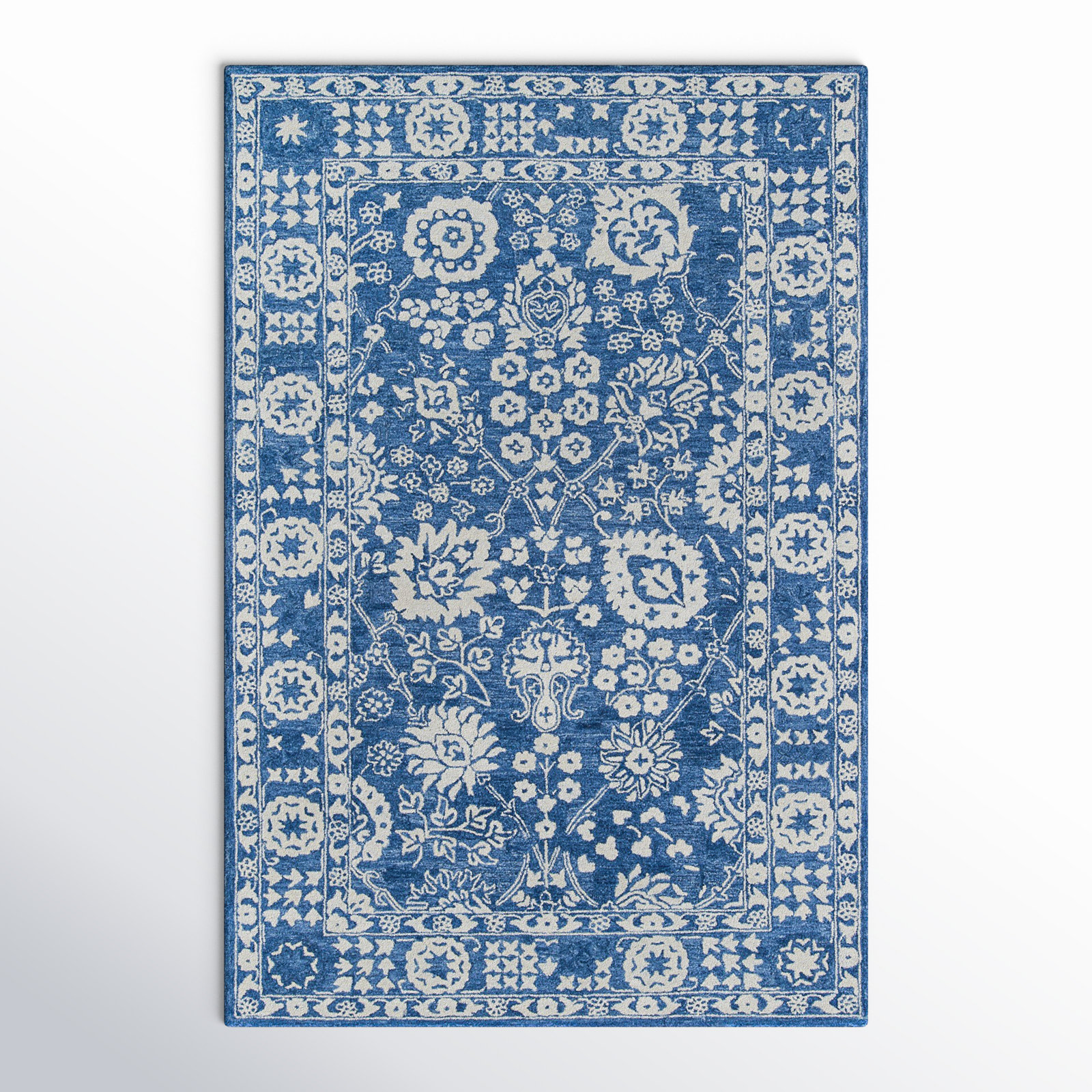 Birch Lane™ Cece Oriental Handmade Tufted Wool Blue/White Area Rug ...