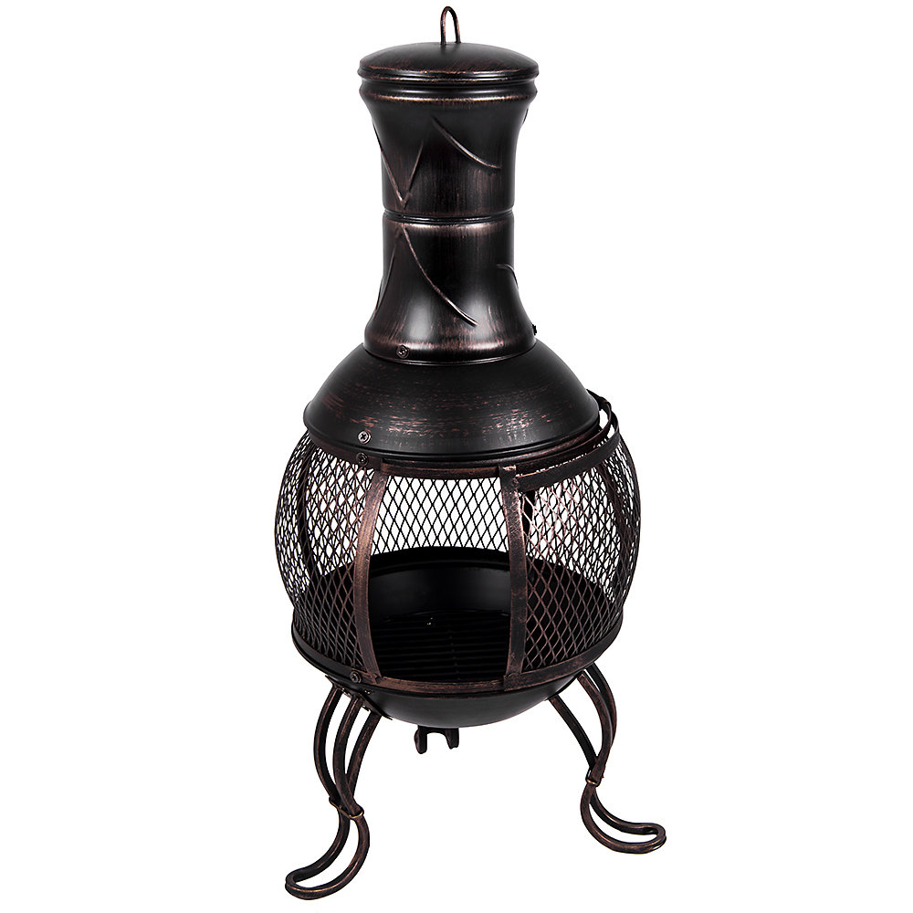 Dakota Fields 89cm Steel Outdoor Chiminea With Central Mesh Screen ...
