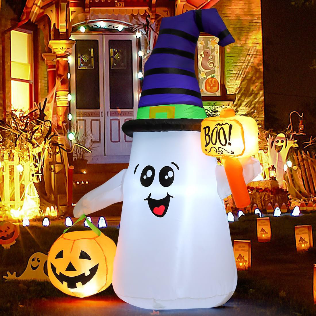GOOSH Halloween Inflatable 5 FT Halloween Inflatable Ghost Cute Blow Up ...