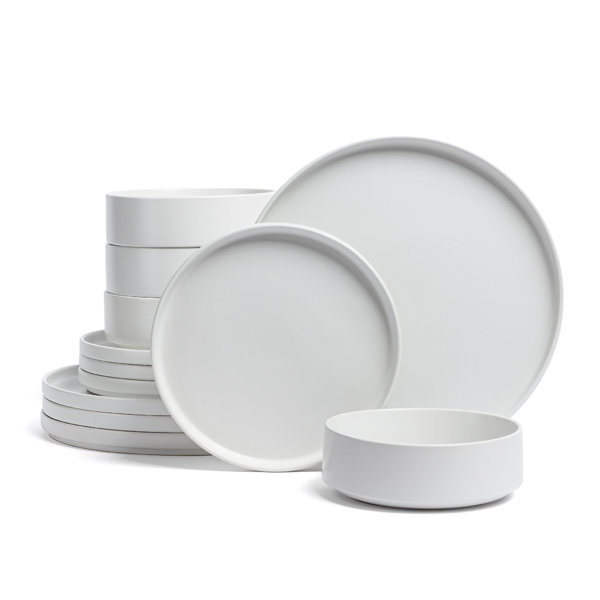 over&back Stackable 12-Piece Semi Hand-Finished Stoneware Dinnerware ...