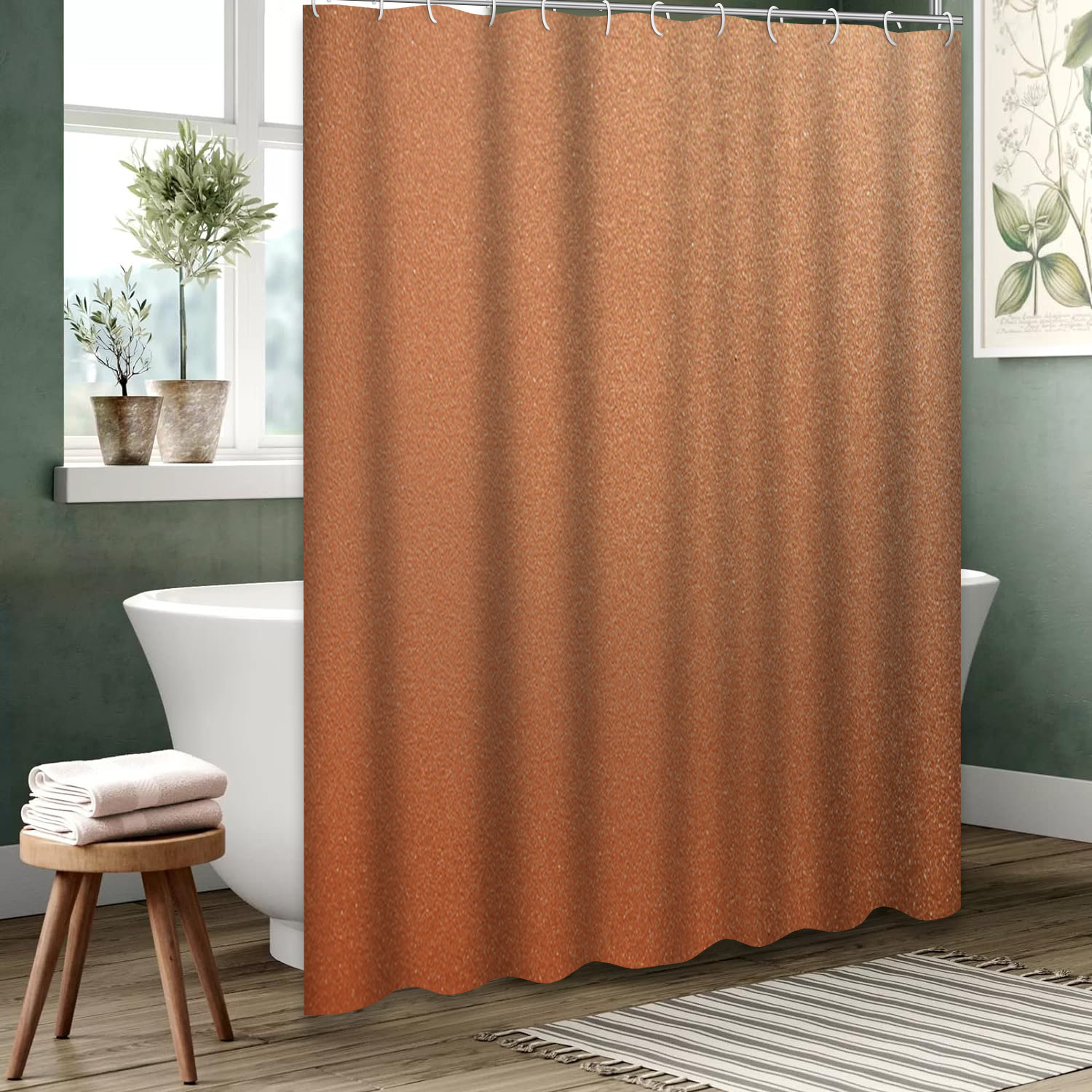 East Urban Home Copper Waterproof Shower Curtain,Bronze Color Flat ...