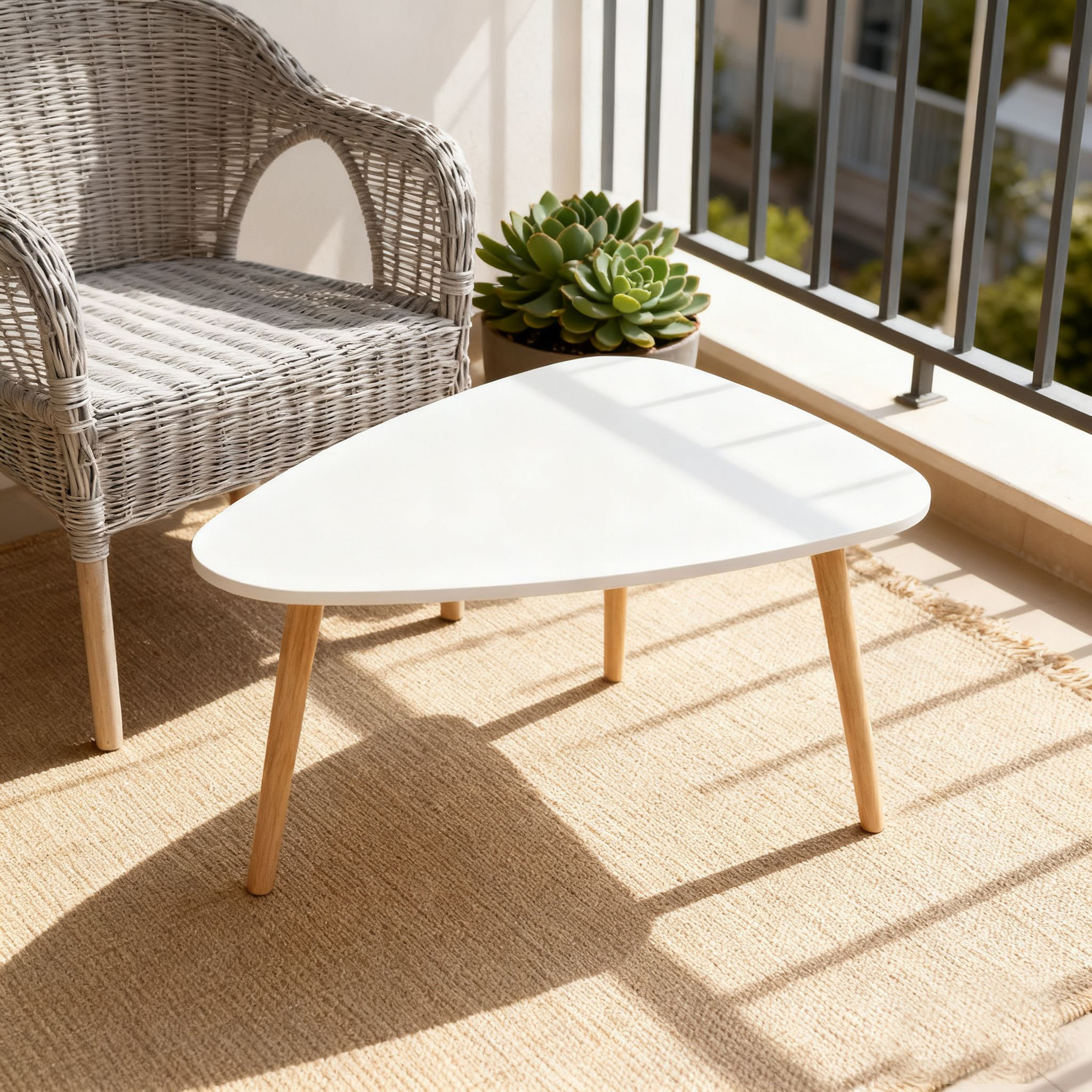 George Oliver Modern Triangular Side Table with Tapered Wood Legs for ...