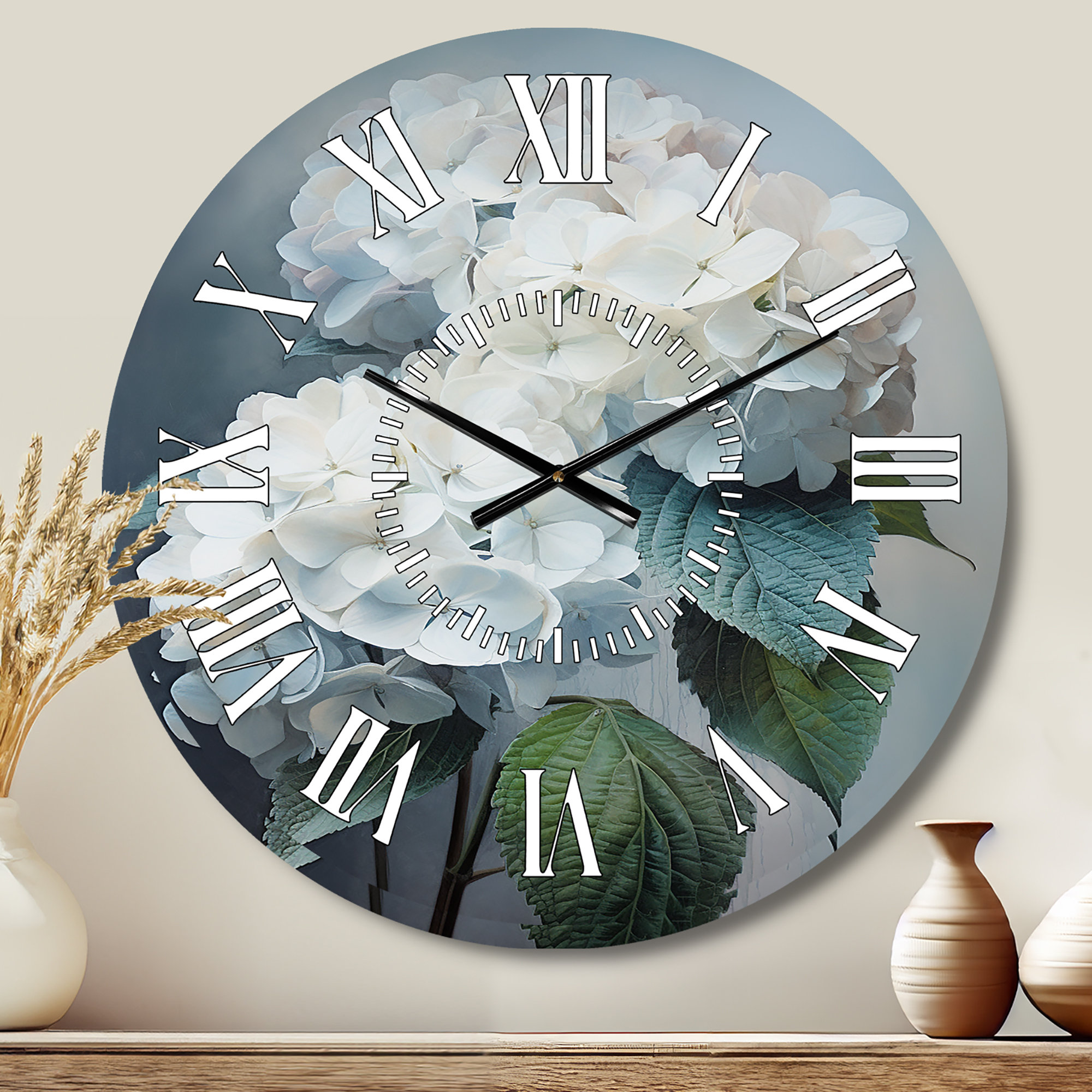 Latitude Run® White Hydrangea Whispering Hues - Floral White Face Wall ...