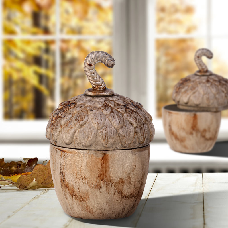 The Holiday Aisle® 6" Burnt Champagne Acorn Pot with Lid | Wayfair