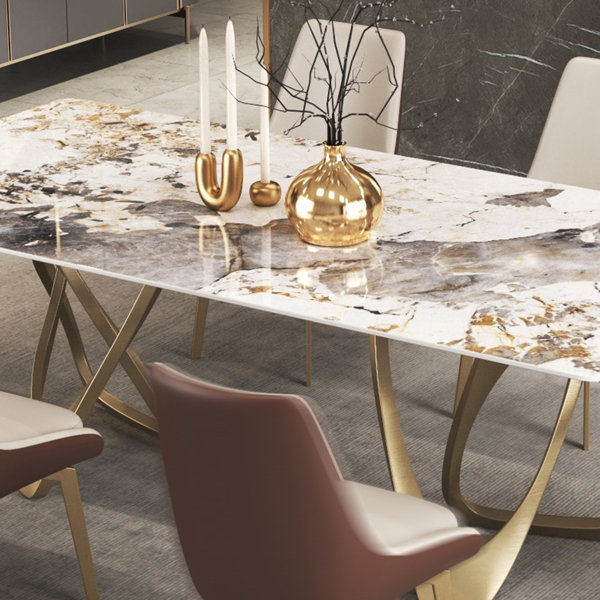 Jihagao Modern Rectangular Rock Slab Dining Table Sets | Wayfair