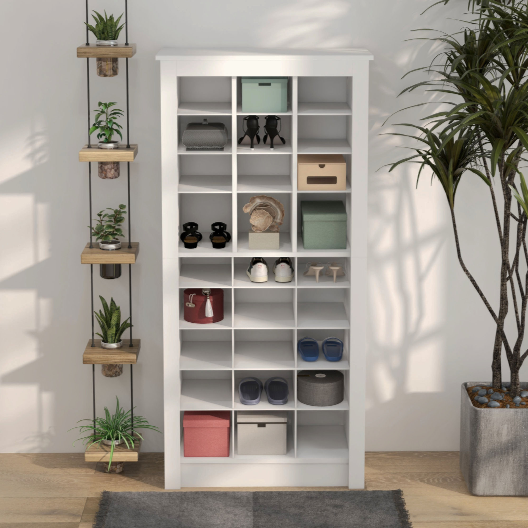 Red Barrel Studio® 58" Tall Shoe Cabinet For Entryway, Narrow Shoe Rack ...