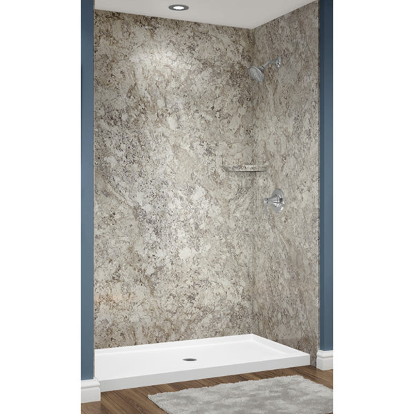Avora Bath Tuscan Marble Acrylic Alcove Shower System 60"W x 34"D x 96 ...