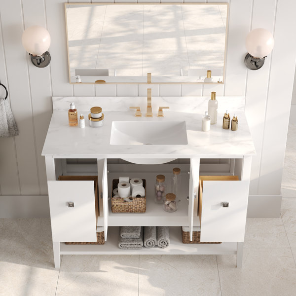 Latitude Run® 48" Pre-Assembled Single Bathroom Vanity With Marble Top ...