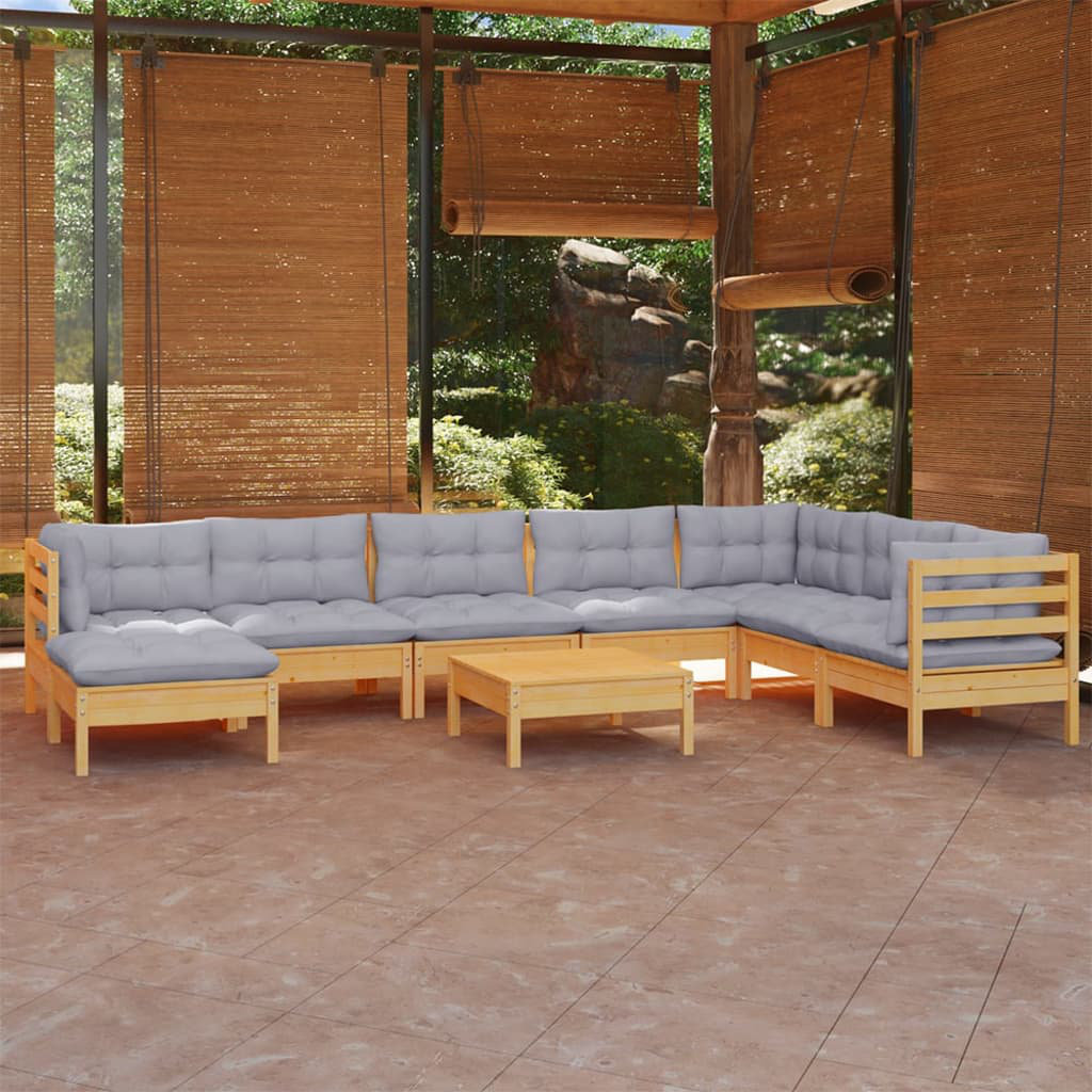 Rosecliff Heights Handrahan 9 Piece Patio Lounge Solid Pinewood ...