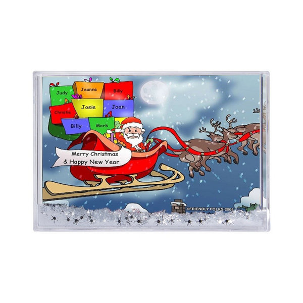 Printed Perfection Personalized Santa in Sleigh Snow Globe Frame Gift ...