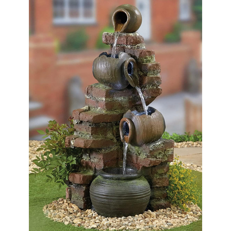 Williston Forge Evija Easy Fountain Flowing Jugs with Lights Mains ...