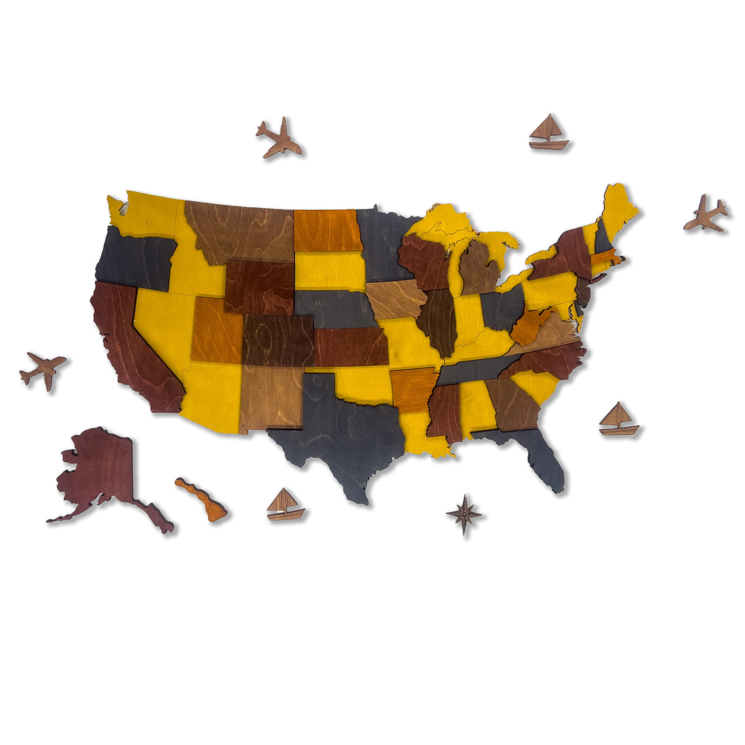 Dakota Fields Wooden America Map, 3D America Map, Wood USA Map, 3D USA ...